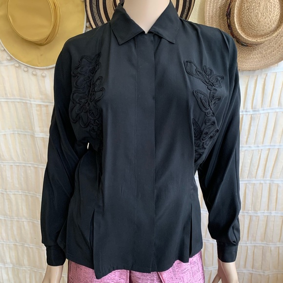 Vintage | Tops | Vintage 8s Stefano Studio Embellished Silk Blouse | Poshmark